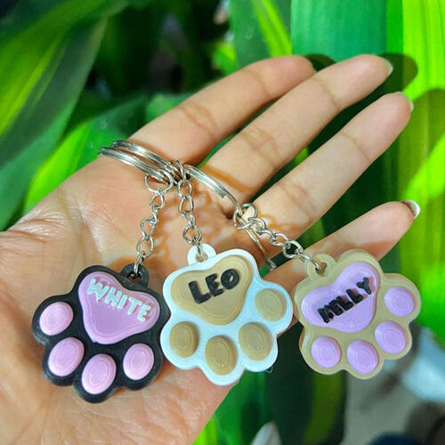Personalized Paw Print 3D Printed Keychains Cute Gifts for Pet Owners ...