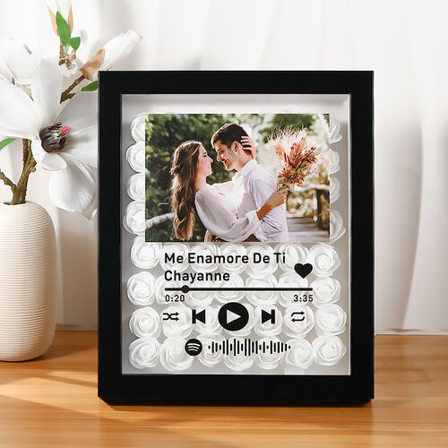Custom Dried Flower Shadow Box With Personalized Spotify Code And Photo ...