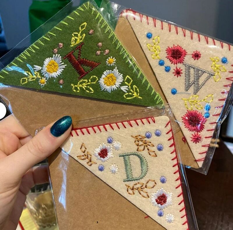 Personalized Hand-Embroidered Felt Triangle Bookmark With Custom ...
