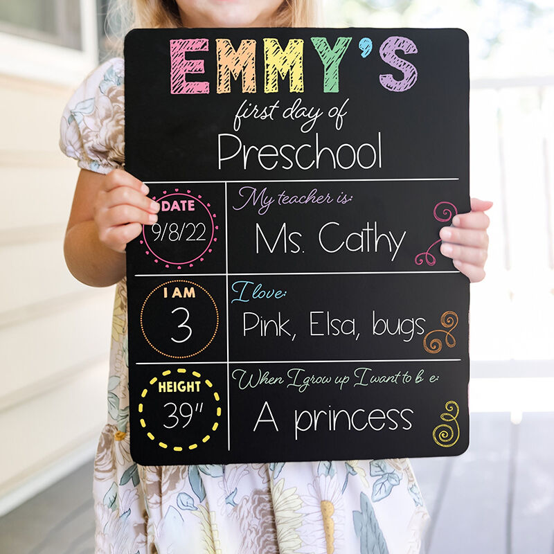 Personalized Name First Day Of School Sign with Random Color Simple ...