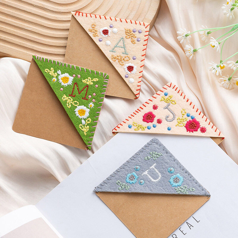 Personalized Hand-Embroidered Felt Triangle Bookmark With Custom ...