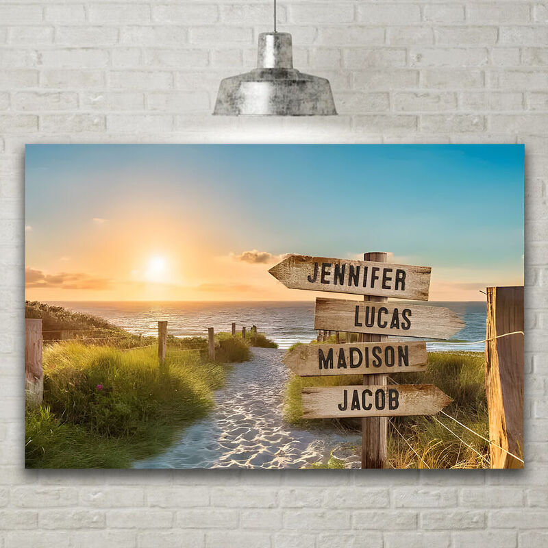 Personalized Name Canvas Wall Art Sea Pattern Best Present for Family ...