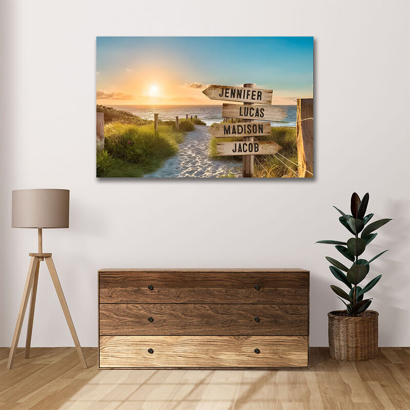 Personalized Name Canvas Wall Art Sea Pattern Best Present for Family ...