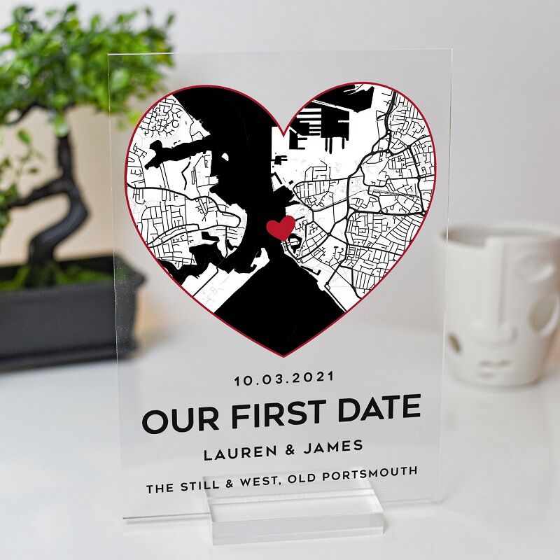 Personalized Acrylic Plaque Our First Date with Custom Heart Map Design ...