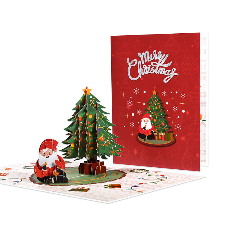 3D Cute Santa Claus Pop Up Card with The Colorful Tree for Christmas ...