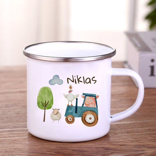 Personalized Enamel Cup with Name Tractor Tractor Farm Children's ...