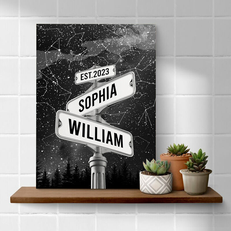 Personalized Star Map Canvas Wall Art with Custom Name Beautiful Gift ...