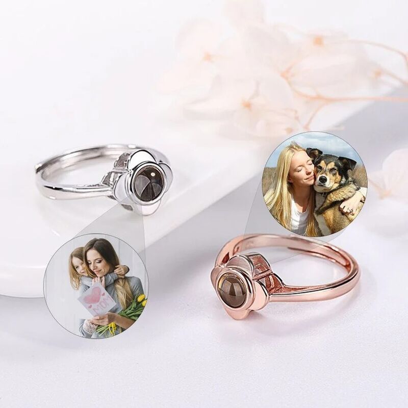 Personalized Projection Picture Ring Four-Leaf Clover Shape Unique ...