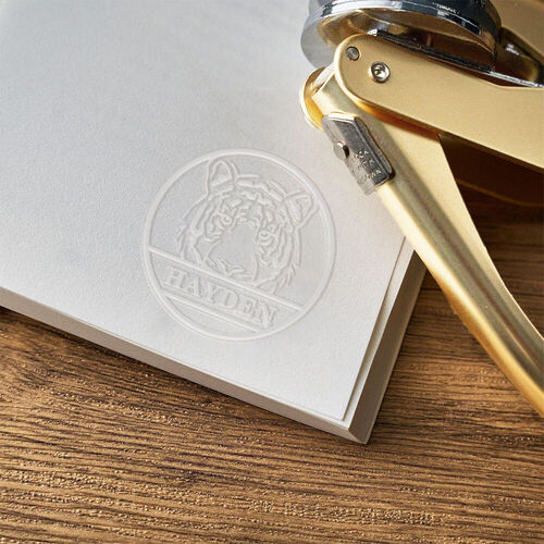 Personalized Name Embosser Stamp with Tiger Hand Held Embosser for ...
