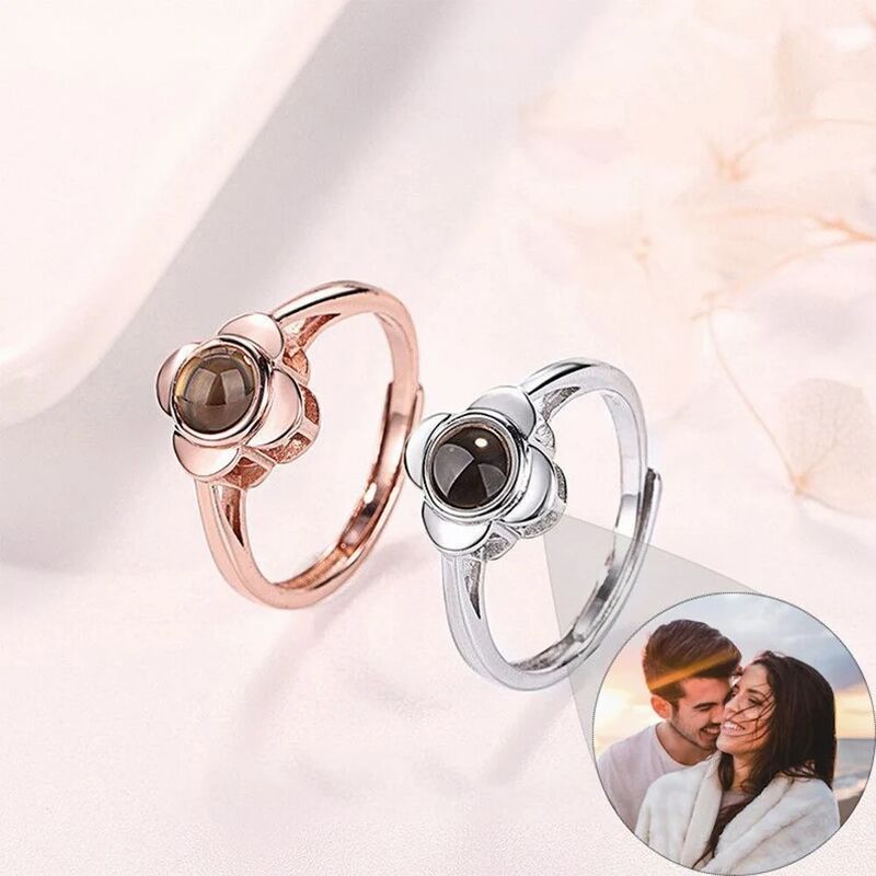 Personalized Projection Picture Ring Four-Leaf Clover Shape Unique ...